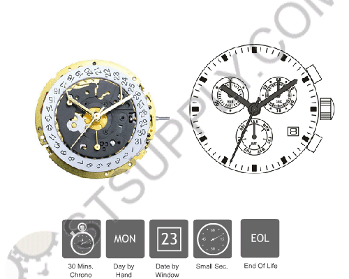 ISA Movement 8172.220 Date at 4 Straight ST Supply