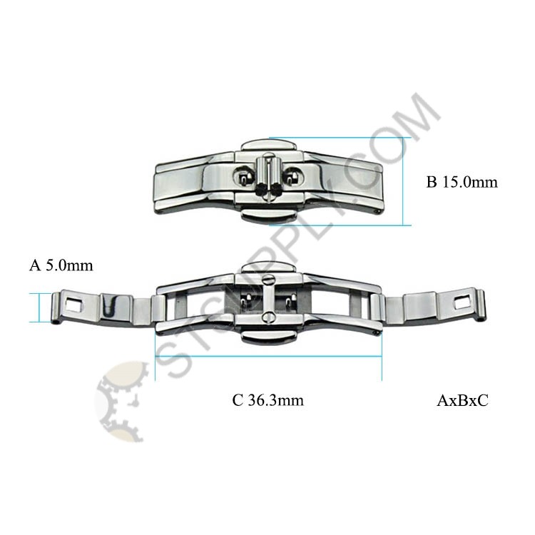 Butterfly Clasp with Push Buttons 5.0 x 15.0 x 36.3 mm HC170 ST Supply