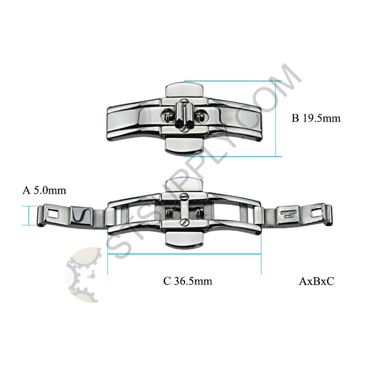 Butterfly Clasp with Push Buttons 5.0 x 19.5 x 36.5 mm HC175 ST Supply