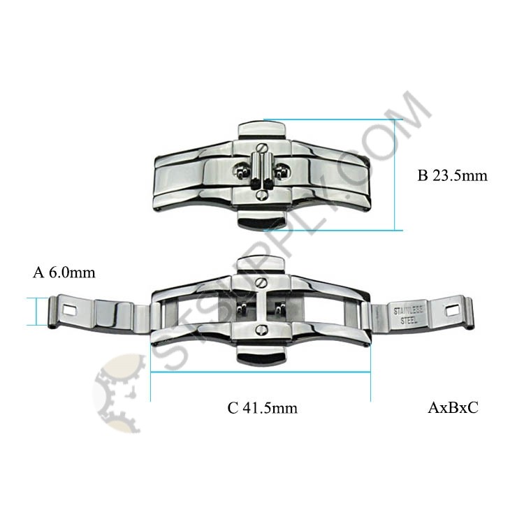 Butterfly Clasp with Push Buttons 6.0 x 23.5 x 41.5 mm HC177 ST Supply